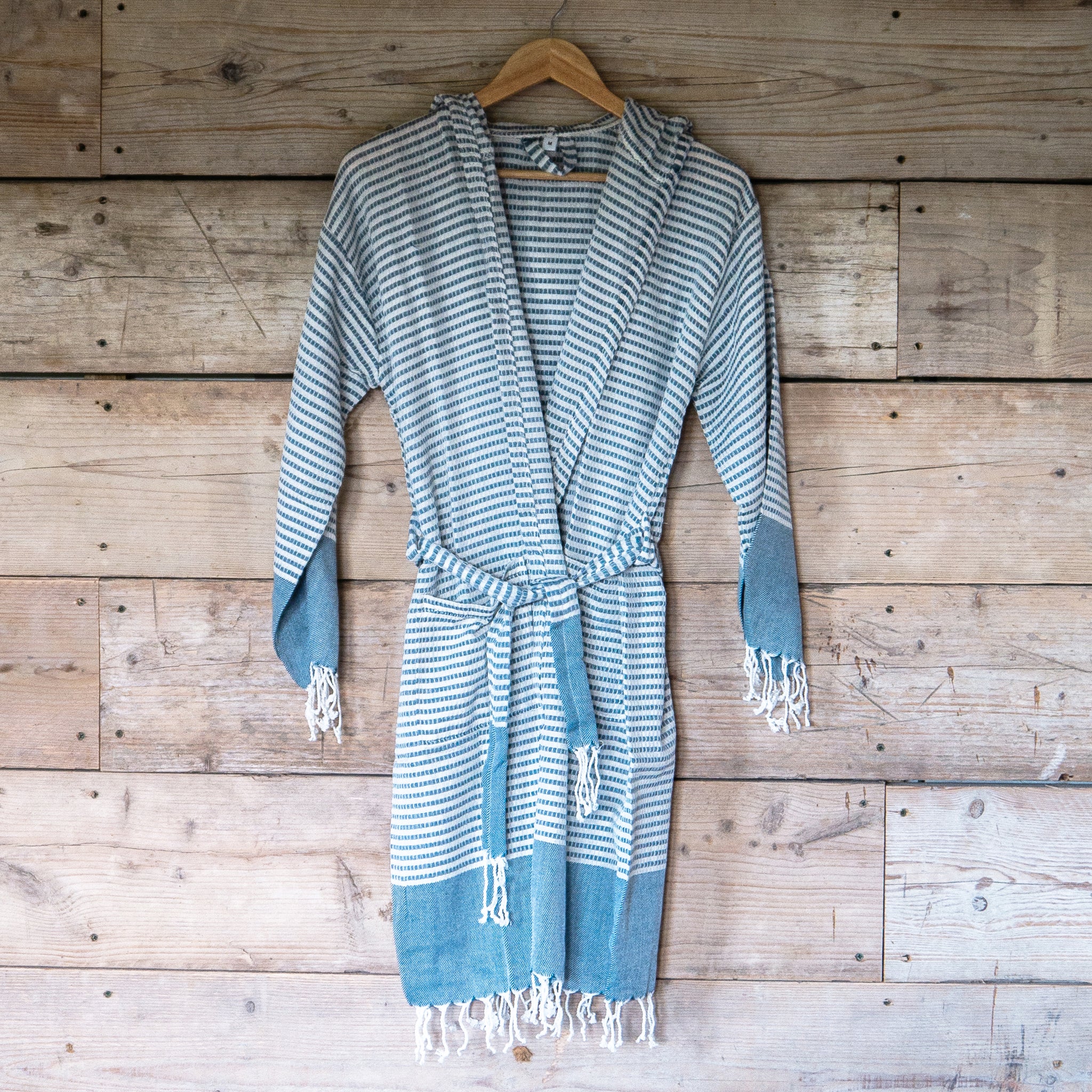 Traditional Turkish Hammam Robe - Steel Blue/White– Yellow Gorse